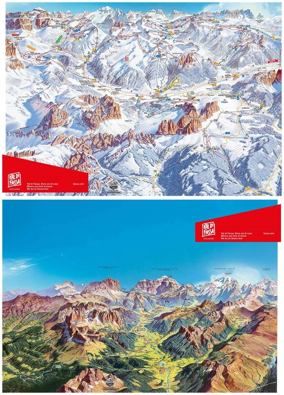 Cartine panoramiche estate & inverno - Val di Fassa